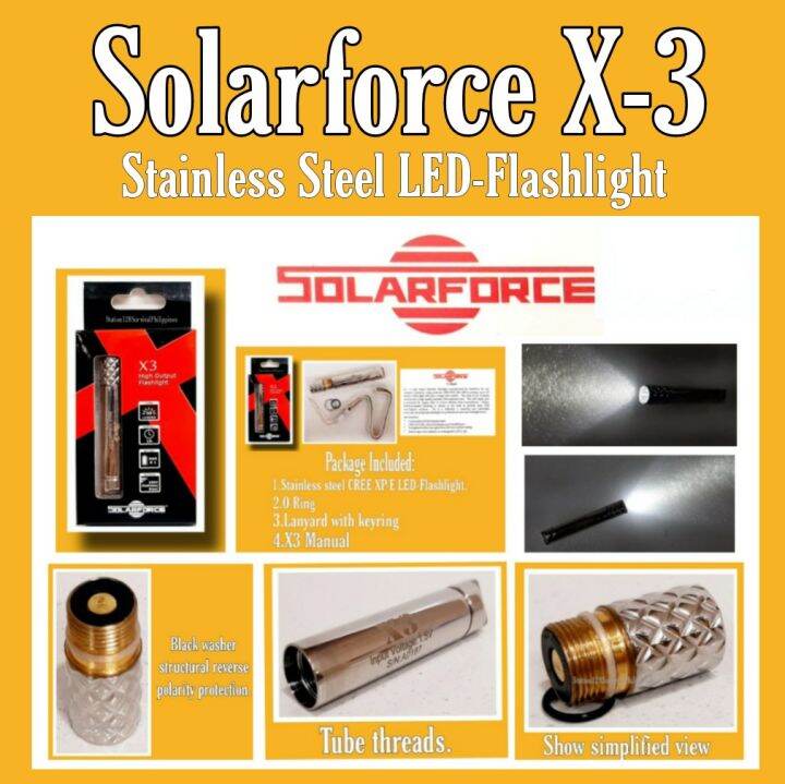 Solarforce X-3 Stainless Steel LED-Flashlight | Lazada PH