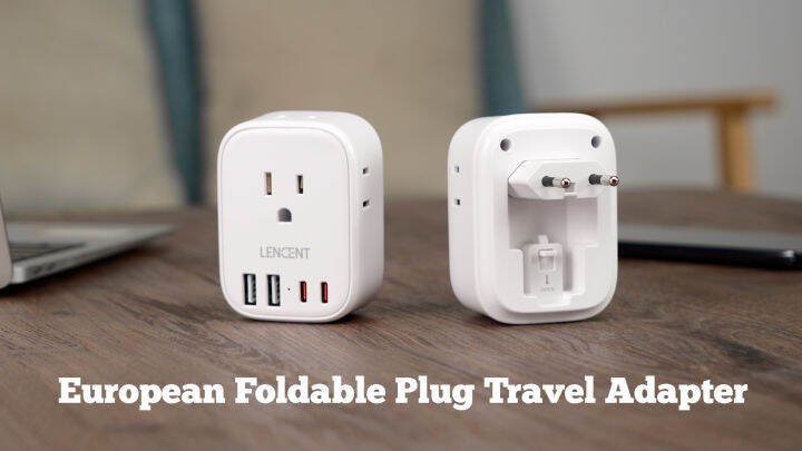 LENCENT European Travel Plug Adapter, International Type-C Foldable ...