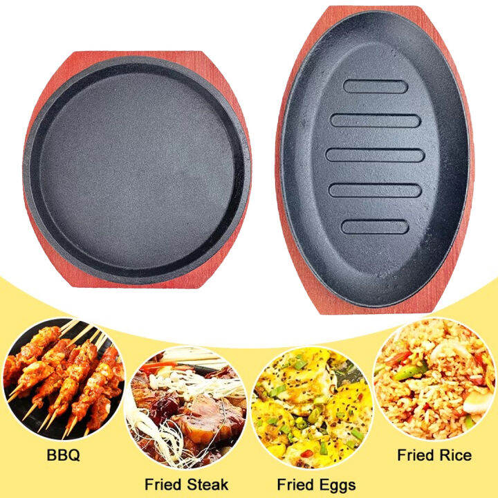 Round/Oval Sizzling Plate Sisig plate Cast Iron sizzling plate With ...