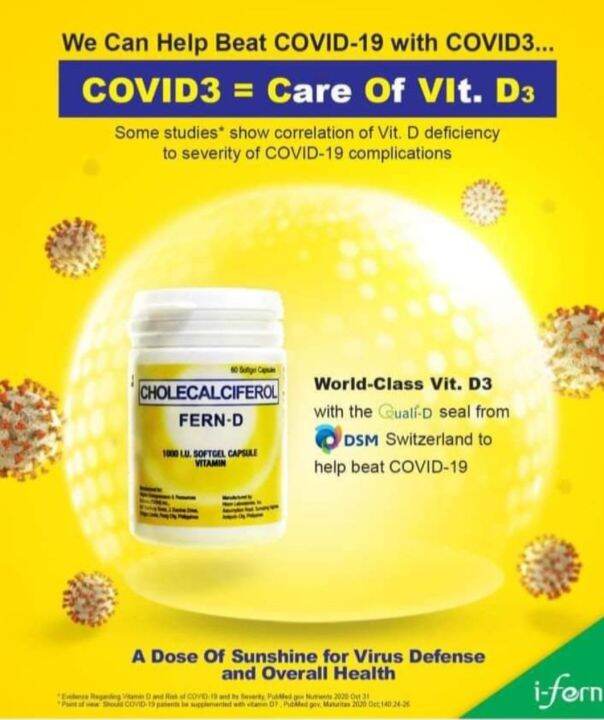 ORIGINAL FERN-D 120's Vitamin D3 (1000 I.U Softgel Capsule Vitamin) Your daily dose of sunshine ...