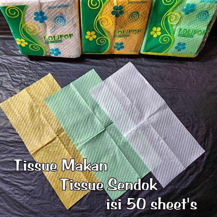 Tissue makan isi 50 sheet's/ tissue belah/ tissue potong/ tissue sendok ...