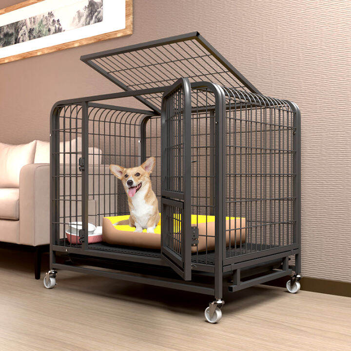 LBACK Square Dog Cage Strong Metal Heavy Duty Dog Cage With Four Wheels ...