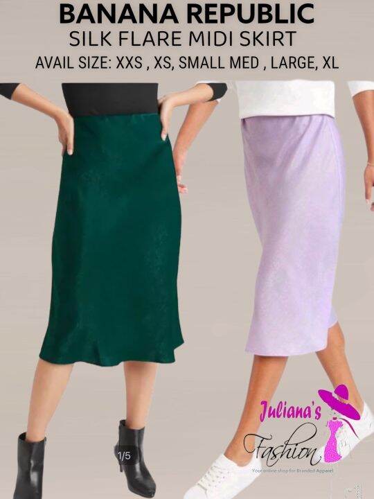 BA•NA•NA•RE•PUB•LIC•SILK FLARE MIDI SKIRT | Lazada PH