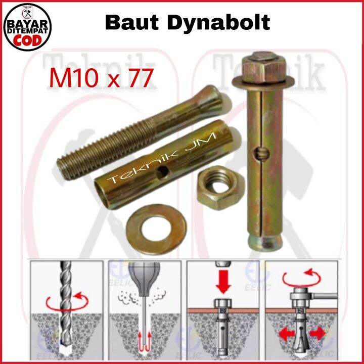 PAKET [ 20 PCS ] BAUT DYNABOLT UKURAN 10 x 77mm DINABOLT 3730 KUNCI ...