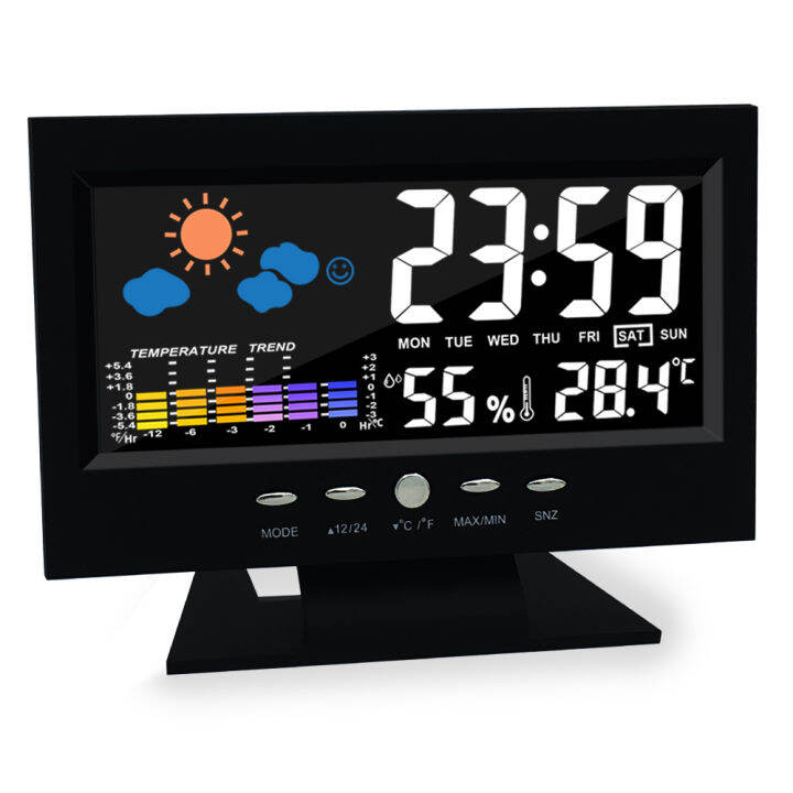 Voice Control Backlight Digital Weather Clock Date Week Temperature ...