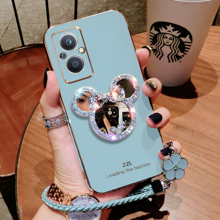 เคสโทรศัพท์สำหรับ Oppo Reno 2 Reno Reno 2f พร้อมกระจกและสายคล้องสั้น