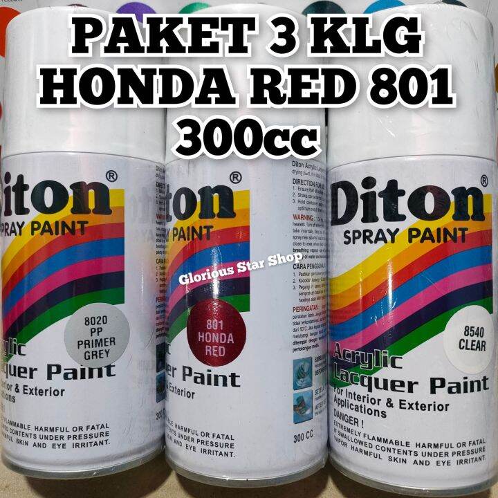 Diton Paket 3 Kaleng 150cc Pilok Cat Semprot Merah Honda Red 801 Primer ...