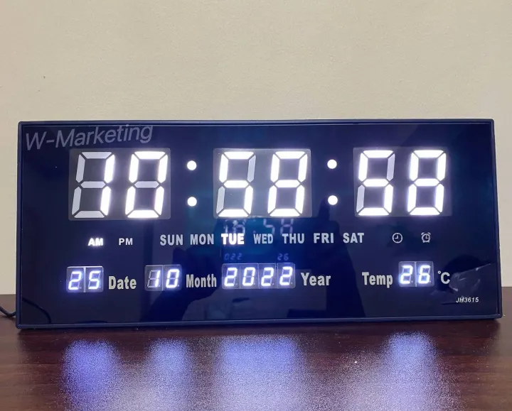 (JH3615) 15” LED Digital Calendar Clock Wall-Hang & Stand With Alarm ...