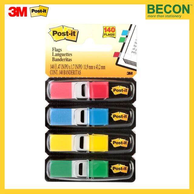 3M Post It Flag Small 683-4 0.5''x1.7'' (35's x 4colours) | Lazada