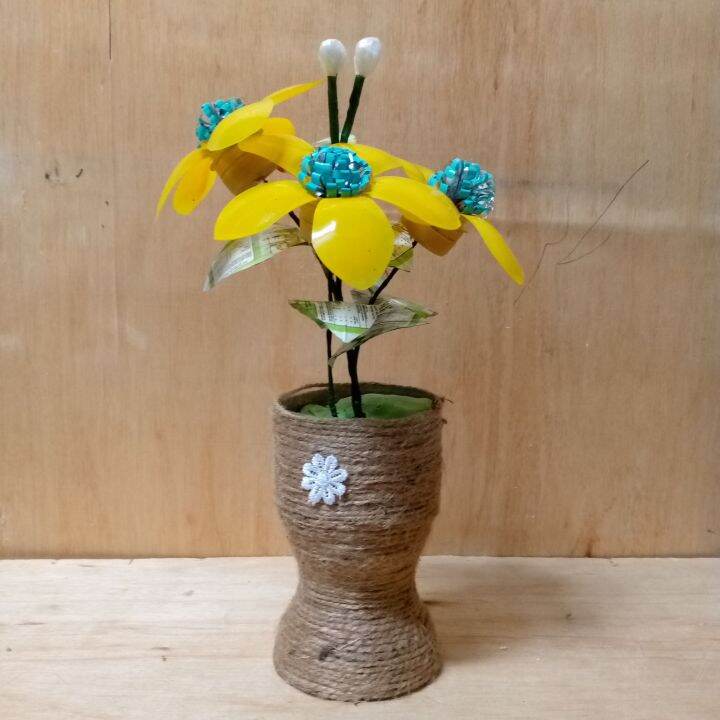 Bunga Botol Plastik Set Vas Bunga Dari Botol Plastik Bekas Kerajinan ...