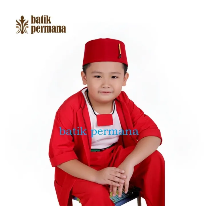 Pangsi betawi anak lengkap ( pangsi, peci,sabuk,pin,kalung ) | Lazada ...