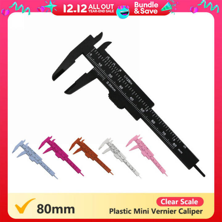 Mini 0-80mm Double Scale Plastic Vernier Caliper Ruler Measuring ...