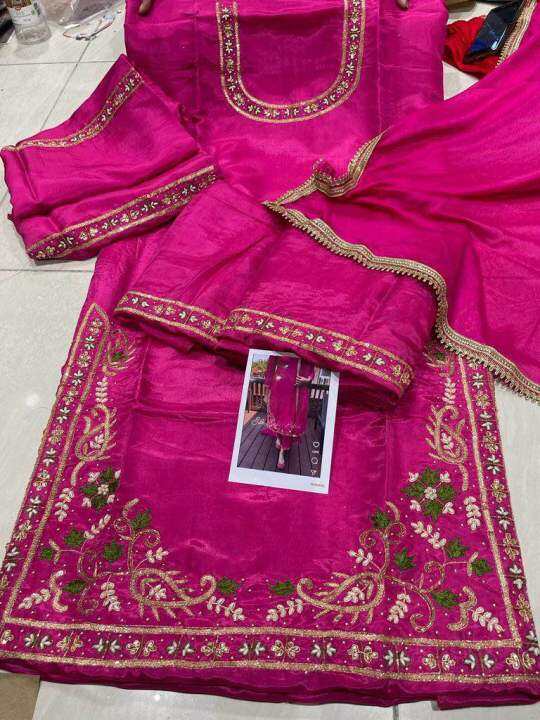 Beautiful silk unstich suit party wear heavy suit | Lazada PH