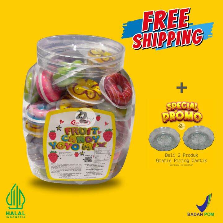 Permen Lunak Gummy Bentuk Donat Fruit Candy Yoyo Mix Unik dan Lucu ...