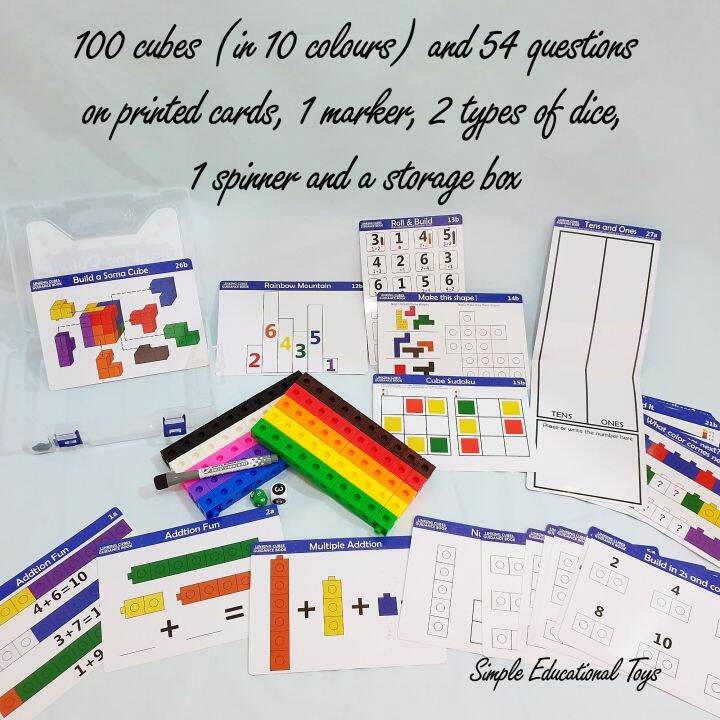 Mathlink Cubes Linking Cubes 100pcs with Learning Cards Number Blocks ...