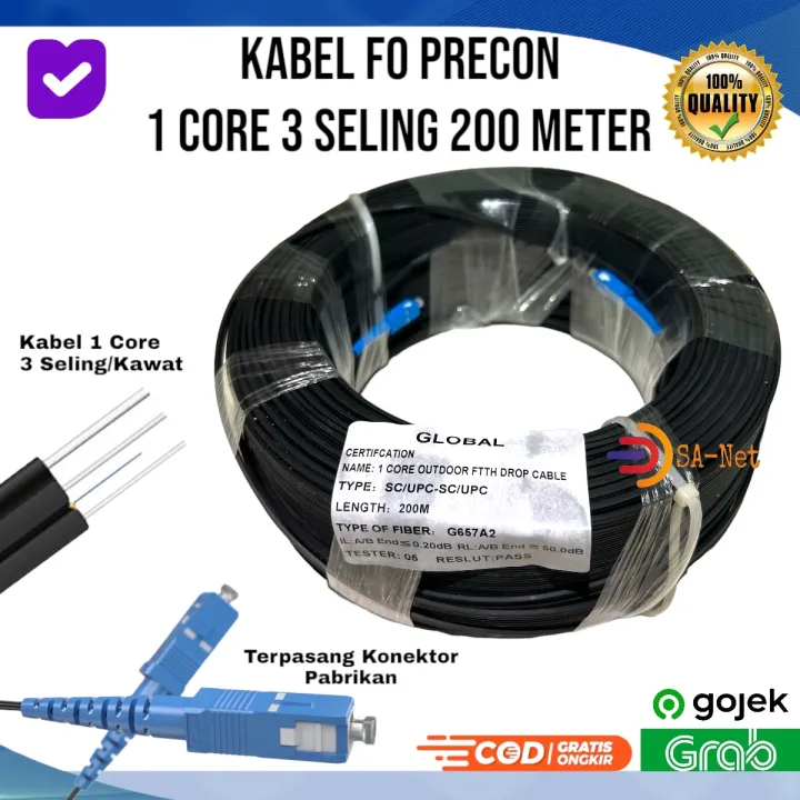 KABEL FO FIBER OPTIC PRECON 1 CORE 3 SELING 200M GLOBAL | Lazada Indonesia