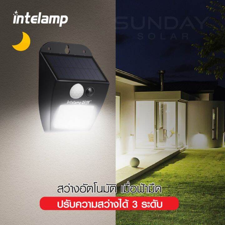 intelamp โคมไฟ ไฟติดผนังโซล่าเซลล์ ไม่ต้องเจาะผนัง ไฟโซล่าเซลล์ หลอด LED ใช้พลังงานแสงอาทิตย์ ...