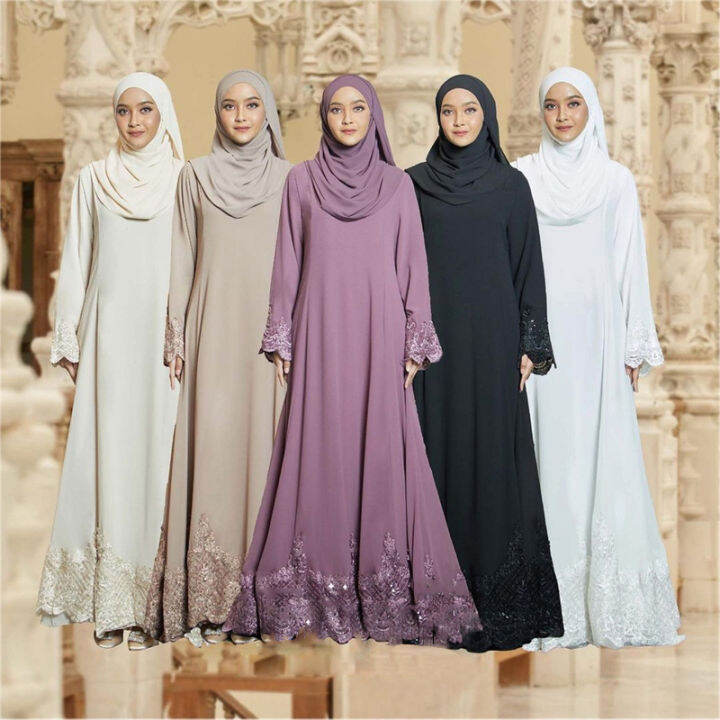 JOJOBars Jubah Abaya Muslimah Dress Moden 2024 Italian Crepe Embroidery ...