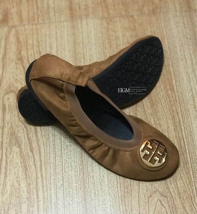 EIGM49 MARIKINA MADE FLAT GARTERIZED SHOES GAMUZA TAN BROWN | Lazada PH