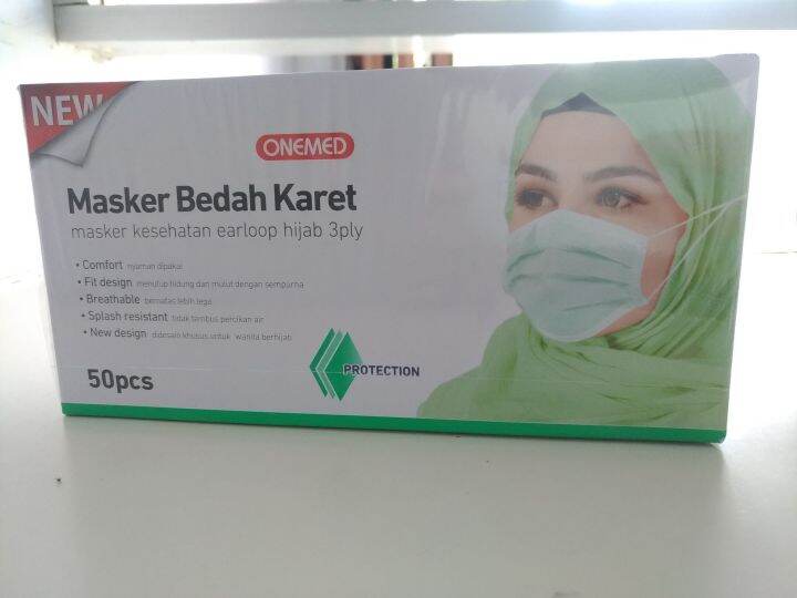 Masker Bedah Karet (Onemed) masker kesehatan earloop hijab jilbab 3ply ...