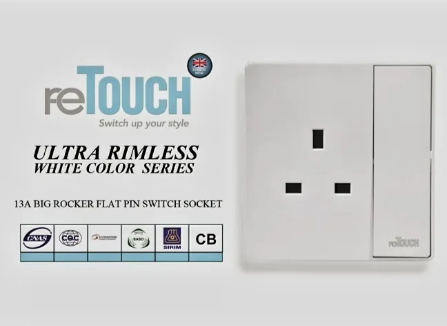 retouch ULTRA RIMLESS 13A switch socket BIG ROCKER WHITE | Lazada