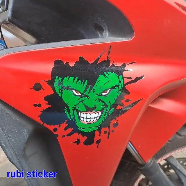 stiker cutting hulk - cutting sticker muka hulk - ukuran 14.5cm x 14 ...