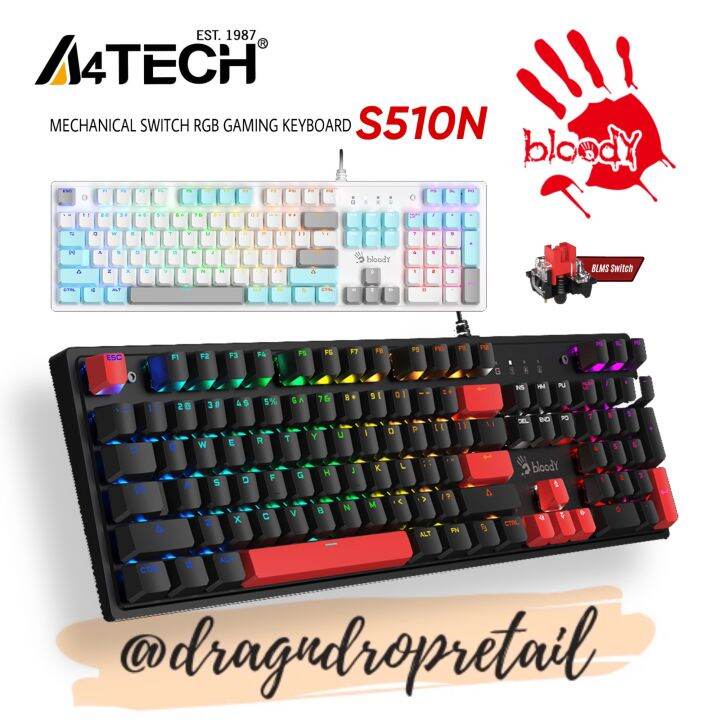 A4TECH BLOODY S510N Mechanical Switch RGB Gaming Keyboard - Icy White, Fire Black | Lazada PH