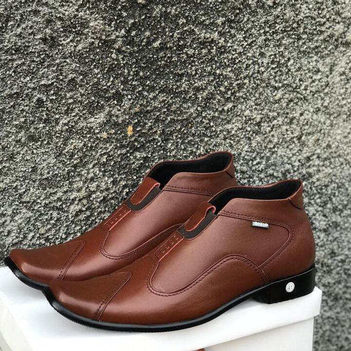 SEPATU KULIT ZIPPER PORMAL KANTOR PANTOFEL RESMI KERJA PRIA | Lazada ...