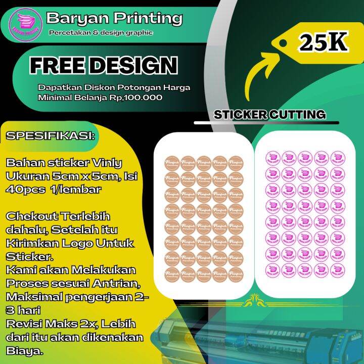 CETAK STICKER CUTTING LOGO MAKANAN|DLL FREE DESIGN | Lazada Indonesia