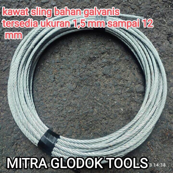 Kawat sling baja bahan galvanis ukuran 1,5 mm sampai 12 mm seling baja ...