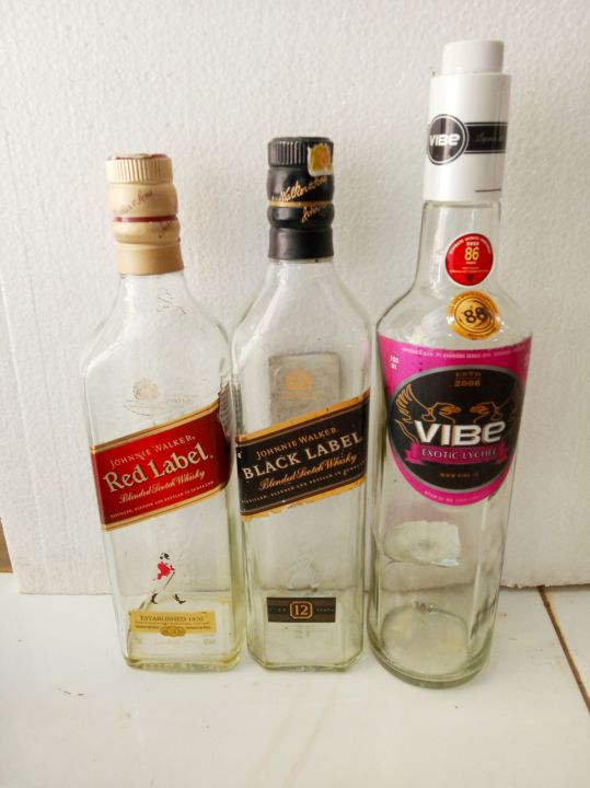 Botol bekas RED LABEL BLAK LABEL botol VIBE botol hiasan botol koleksi ...