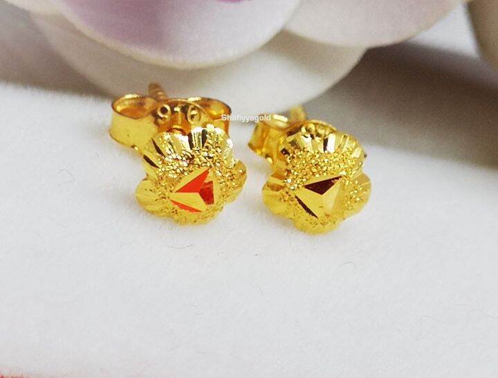 Subang Skru Flower Emas 916 Original | Lazada