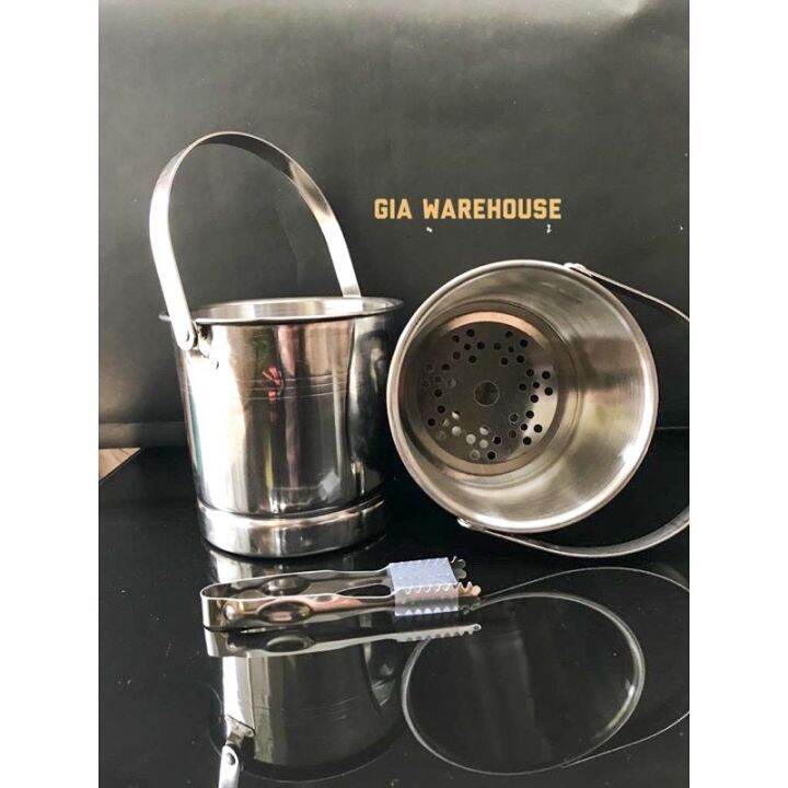 ice bucket dengan saringan wadah tempat es batu stainless steel tebal ...
