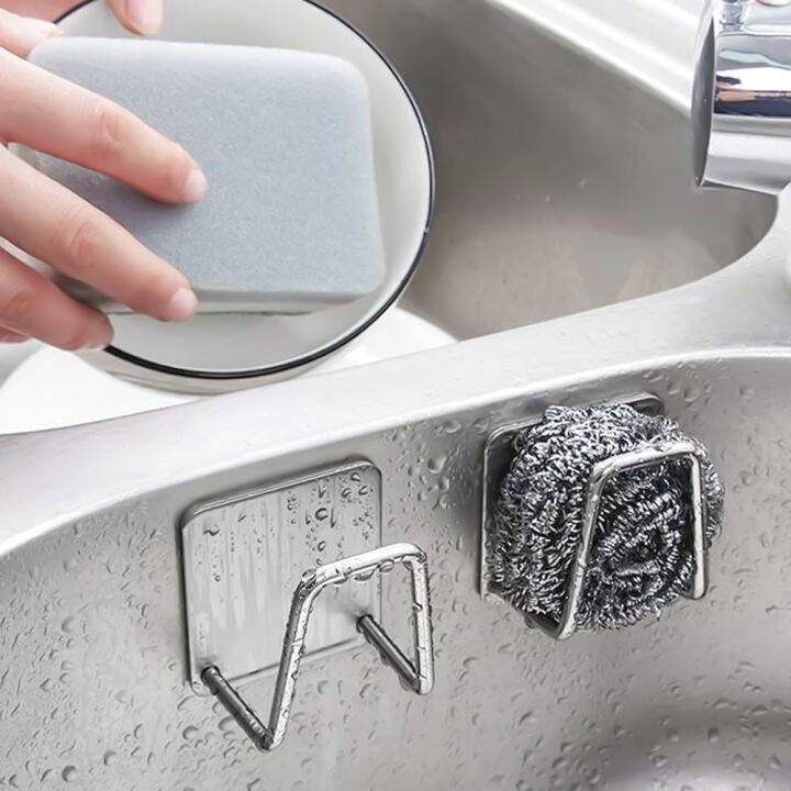 Hot sale Kitchen Stainless Steel Sink Sponges Holder Self Adhesive Drain Drying Rack Kitchen ...