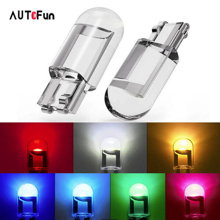 AUTOFun Lampu LED T10 Resin Full Kaca Lampu Senja LED T10 COB Bulb Glass W5W 12V Lampu Indikator ...