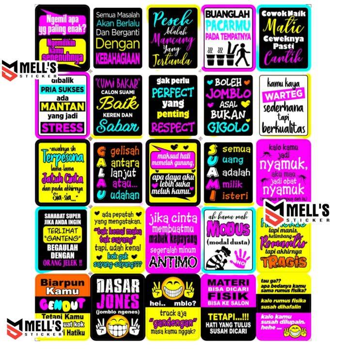 stiker sticker kata kata isi 100 lembar motor mobil helm | Lazada Indonesia