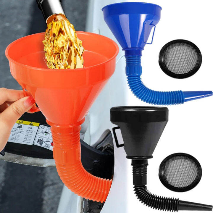 Universal Oil Funnel With Filter Pipe Handle Set Diesel Gas Fuel Filler ...