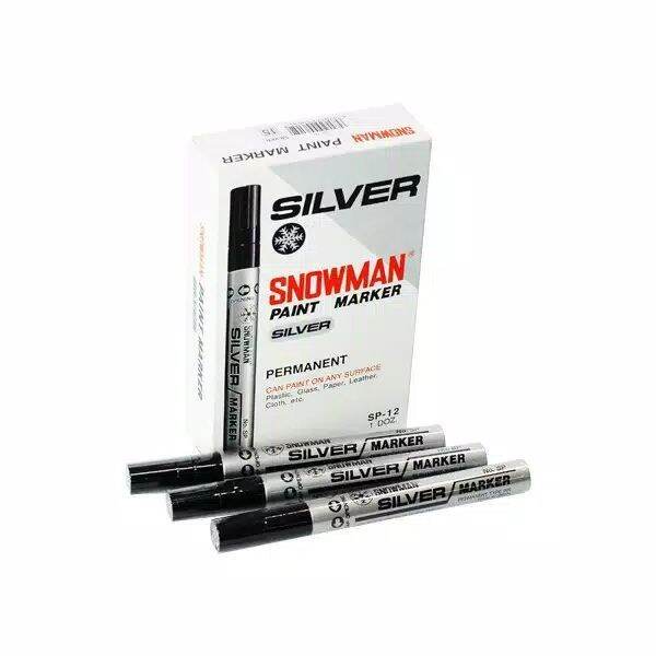 Spidol Snowman Permanen Marker Paint Marker SP-12 Tinta Silver | Lazada ...