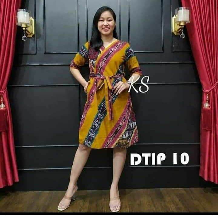 dress tenun kuning mustard model silang | Lazada Indonesia