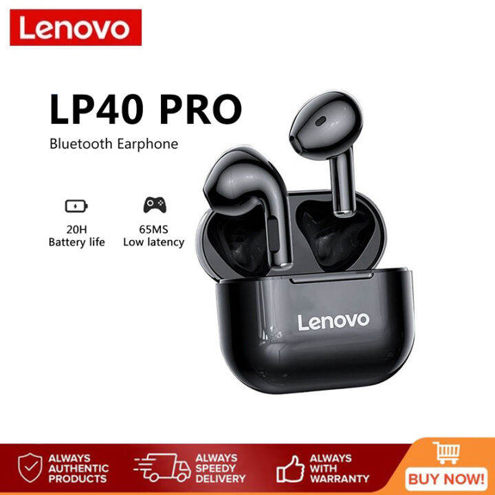 Lenovo LP40 TWS Wireless Earbuds with Mic Superb Bass Bluetooth Earphone Sport Gaming Headset ...