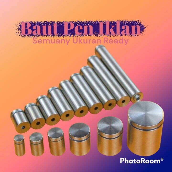 Pen Iklan 25x40mm Stainless/ Baut Akrilik/ Baut Kaca Sign Board/Kilik ...