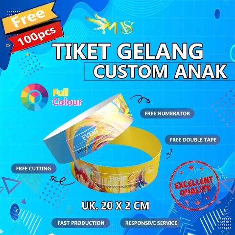 CETAK TIKET GELANG CUSTOM ANAK / KONSER / WAHANA /ACARA / EVENT/ MURAH ...