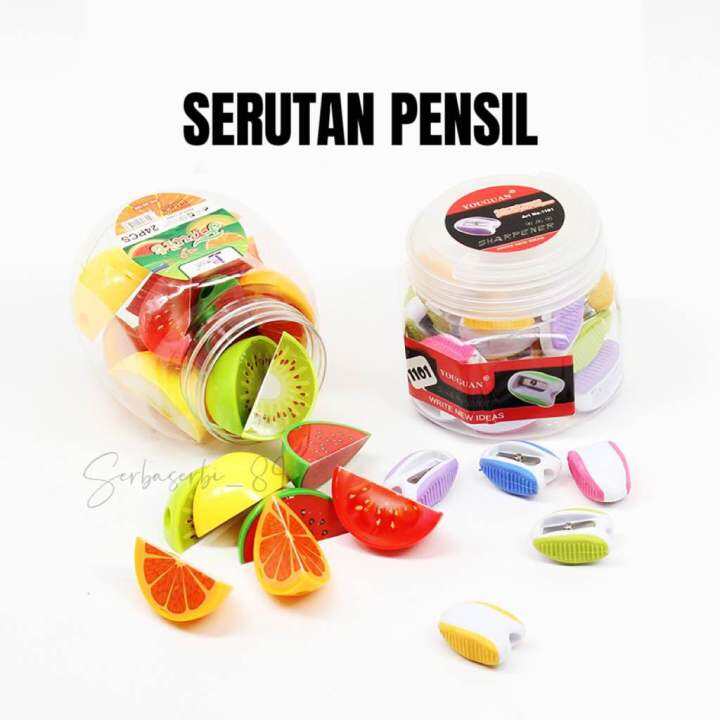 Serutan pensil tajam unik dan lucu rautan manual bentuk buah buahan ...