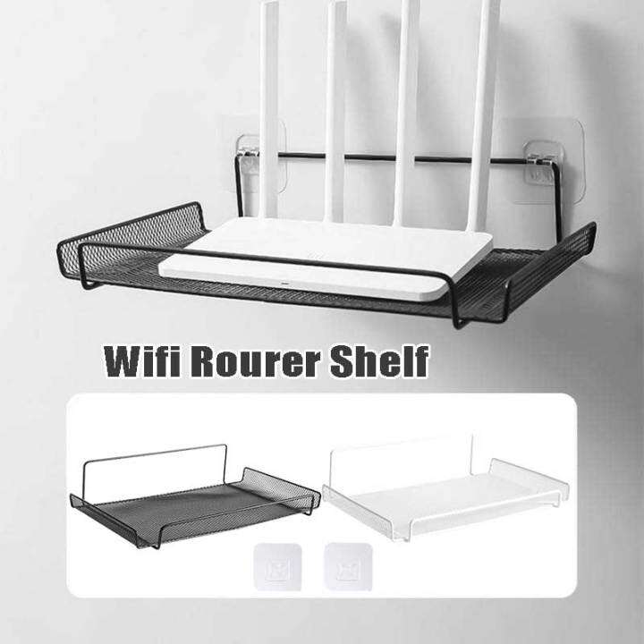 Wall Mounted Wifi Router Shelf Punching Free TV Set-Top Storage Rack ...