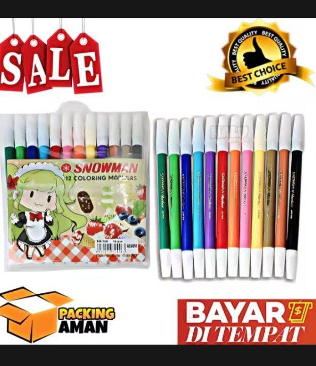 spidol snowman 12 coloring markers/snowman pw-12A | Lazada Indonesia