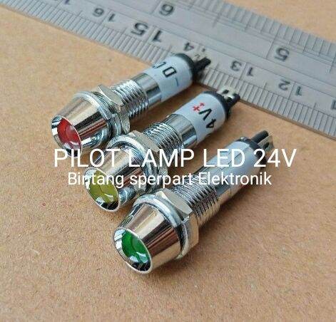(1Buah) PILOT LAMP LED 24V BESI DRAT 8mm PILOT LAMP 24V LED BESI LAMPU ...