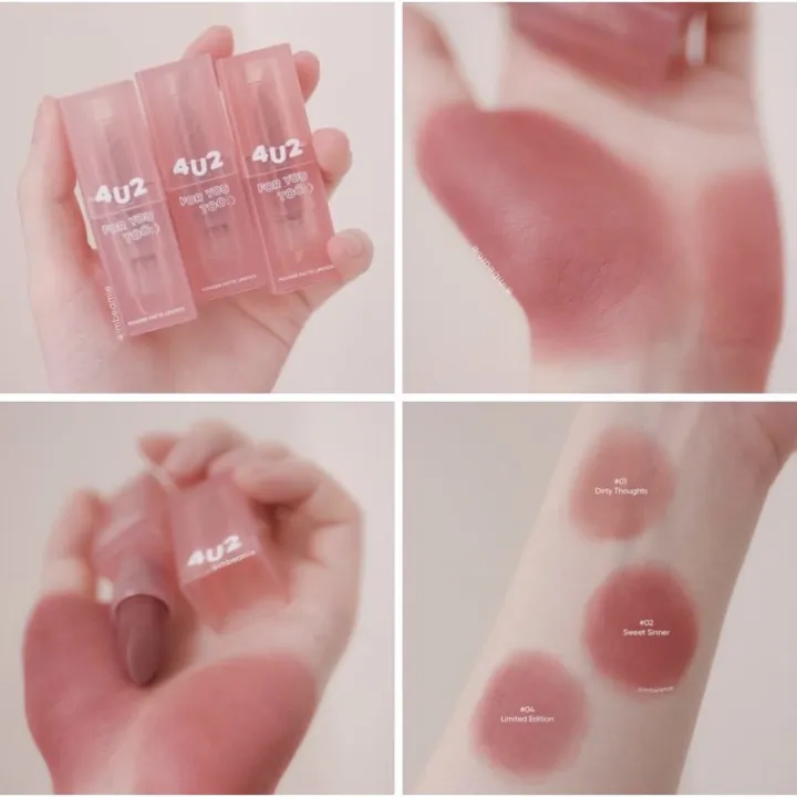 4U2 Cosmetics Powder Matte Lipstick ลิปรุ่นใหม่ออกมา 12 สี จุดเด่นคือ เนื้อสัมผัสที่เป็น แมท ...
