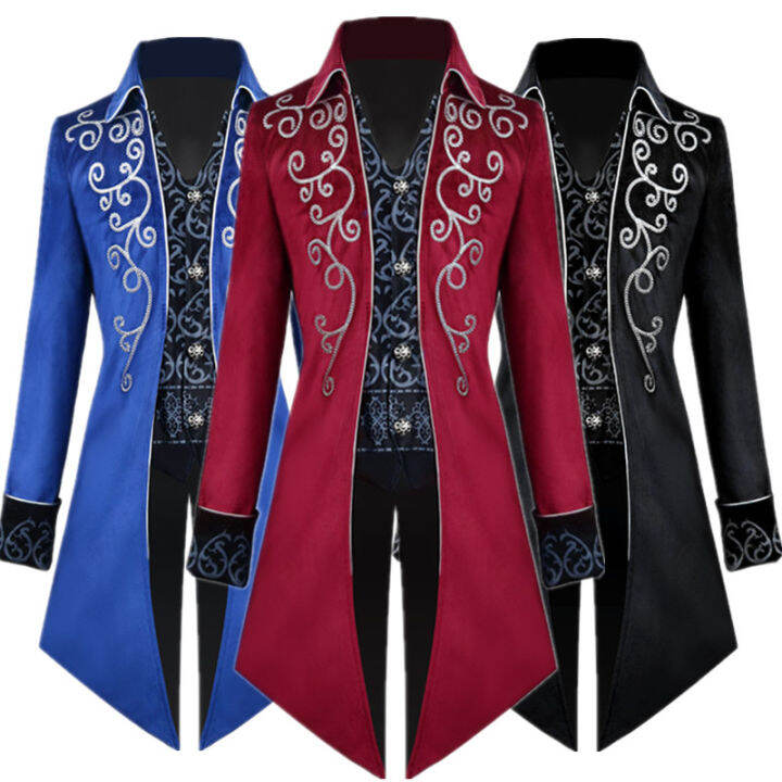 Halloween Swallowtail Men's Command Coat British Court Style Magician ...