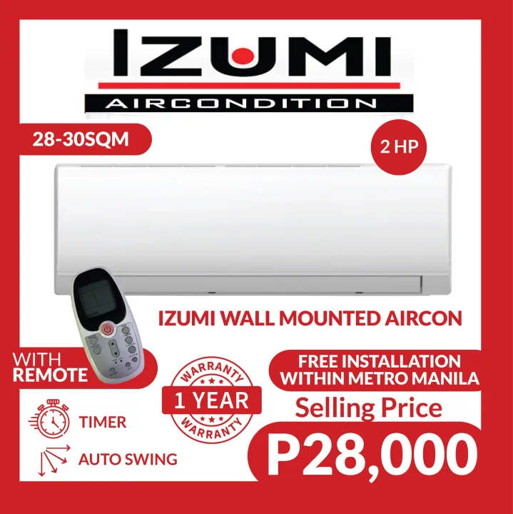 Izumi Wall Mounted Aircon 2hp Free Ibstallation ! | Lazada PH