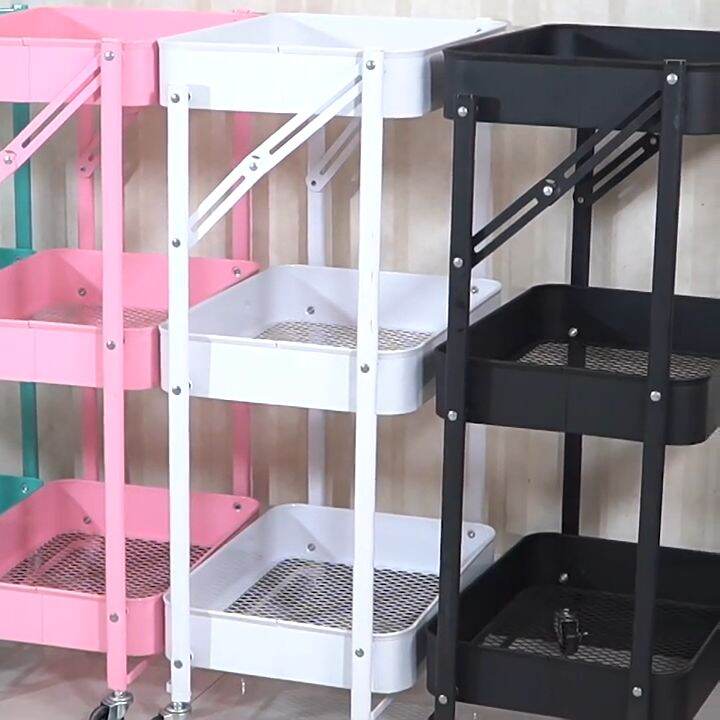 Multifunctional 3 Tier Trolley Storage Rack-Black | Lazada.co.th